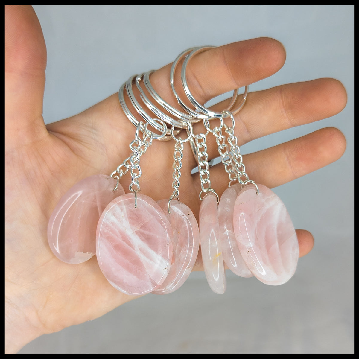 Worry Stone Rose Quartz Keychain| The Gem Shop, Inc.
