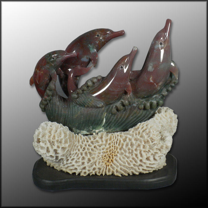 BLS106art Bloodstone Dolphins| The Gem Shop, Inc.
